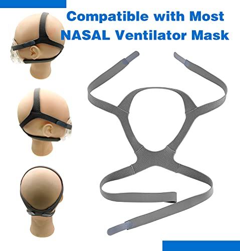 Headgear Strap,Universal Headgear Full Mask Replace Part with Adjustable Home Ventilator Mask Headband, for ResMed AirFit F20 N10(Without Mask) Standard Size (Grey)