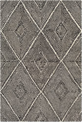 Mark&Day Wool Rugs, 5x7 Rugdijk Global Black Area Rug, Black Beige Carpet for Living Room, Bedroom or Kitchen (5' x 7'6")