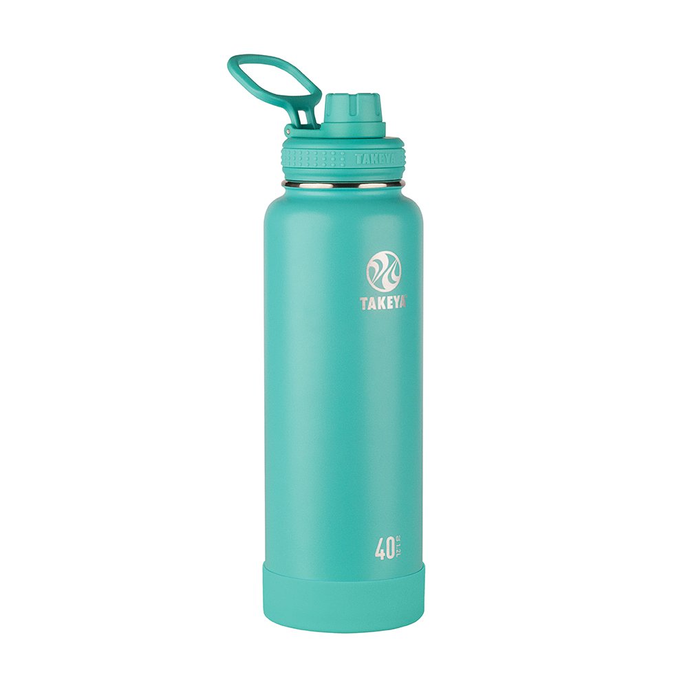 Takeya Actives Insulated Stainless Steel Water Bottles with Spout Lid, 40 Ounce and 24 Ounce