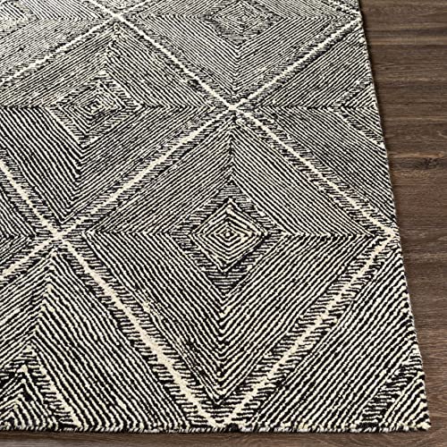 Mark&Day Wool Rugs, 5x7 Rugdijk Global Black Area Rug, Black Beige Carpet for Living Room, Bedroom or Kitchen (5' x 7'6")