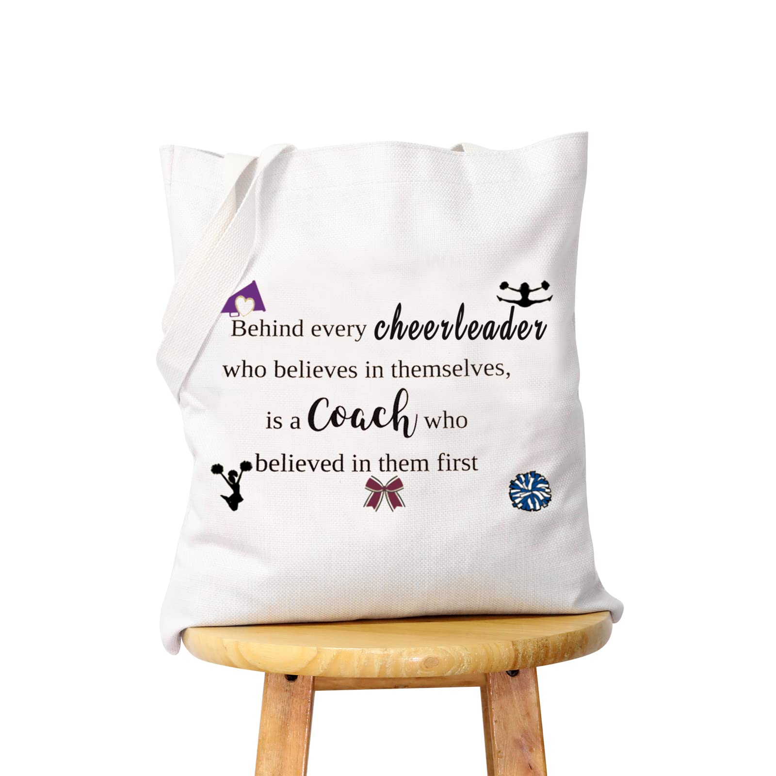 Generic WCGXKO Cheer Coach Gift Cheer Mom Gift Cheerleading Zipper Pouch Cosmetics Bag Cheer Gift (Behind every cheerleader tote),Talk Less Smile More