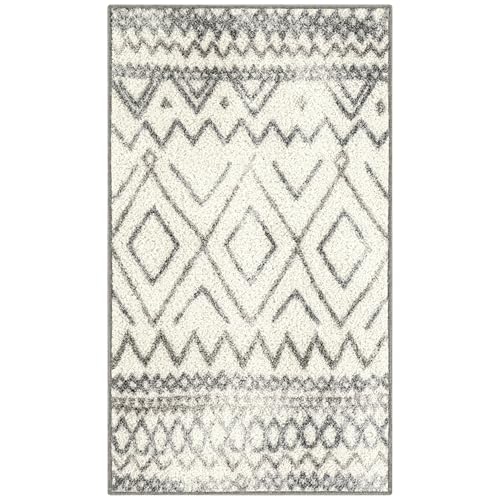 Maples Rugs Abstract Diamond Modern Distressed Kitchen Rugs Non Skid Accent Area Floor Mat [Made in USA], 1'8 x 2'10, Neutral