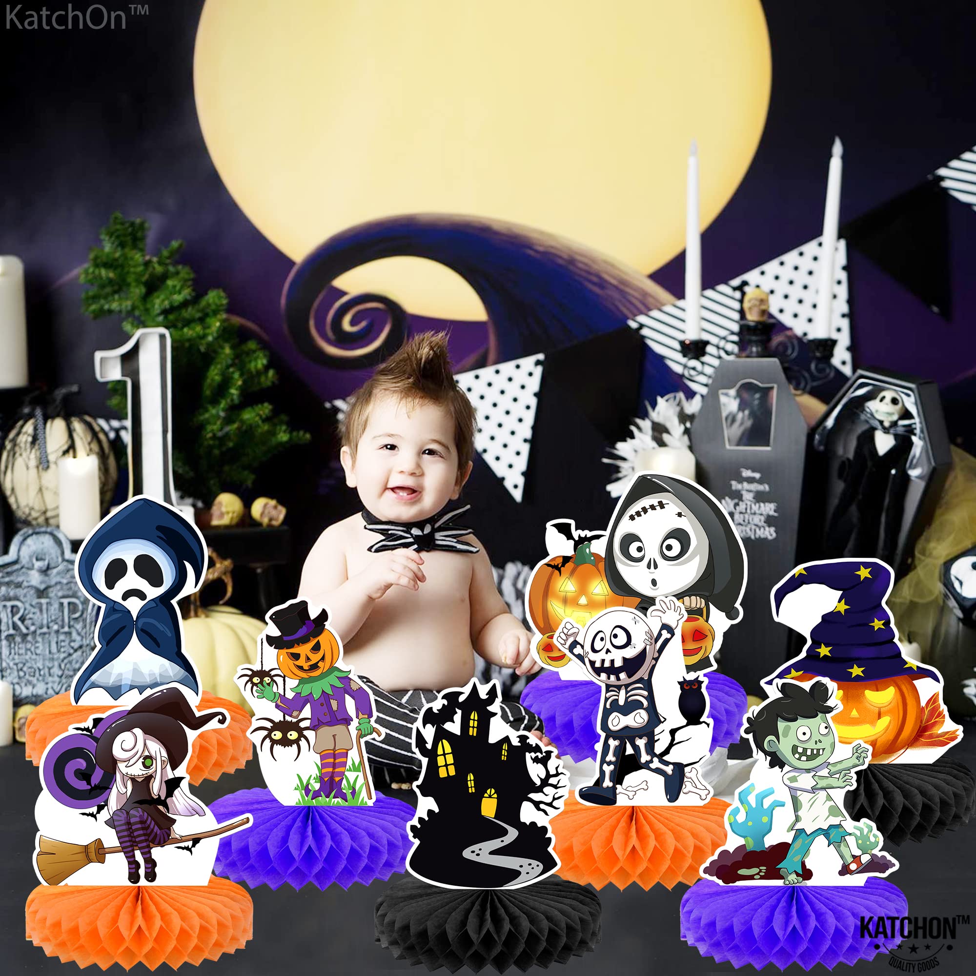 KatchOn, Halloween Centerpieces for Tables - Pack of 8 | Spooky Halloween Table Centerpiece, Pumpkin Halloween Decorations Indoor | Scary Halloween Centerpieces for Ghost Halloween Party Decorations