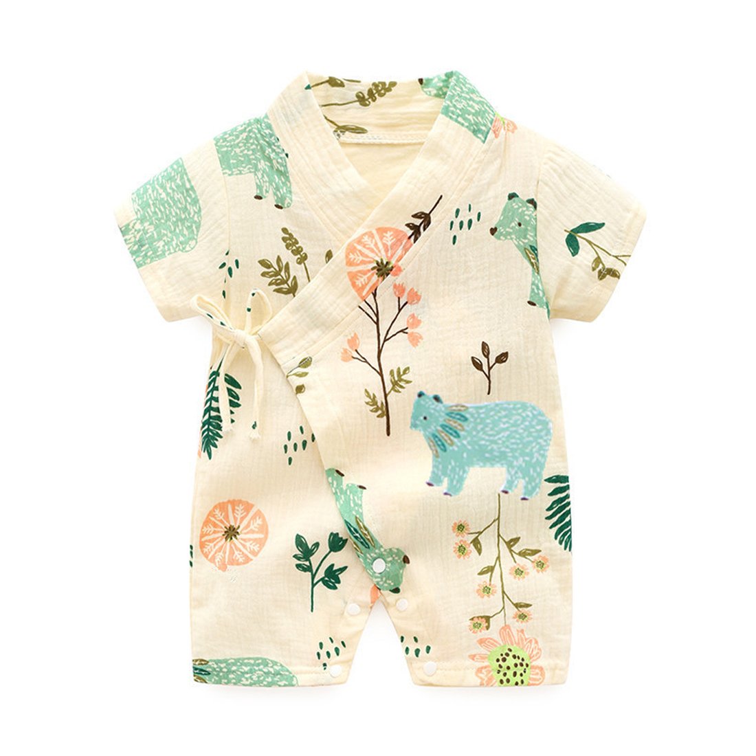 PAUBOLI Kimono Robe Newborn Cotton Yarn Robe Baby Romper Infant Japanese Pajamas… (US, Age, 12 Months, 24 Months, Forest)
