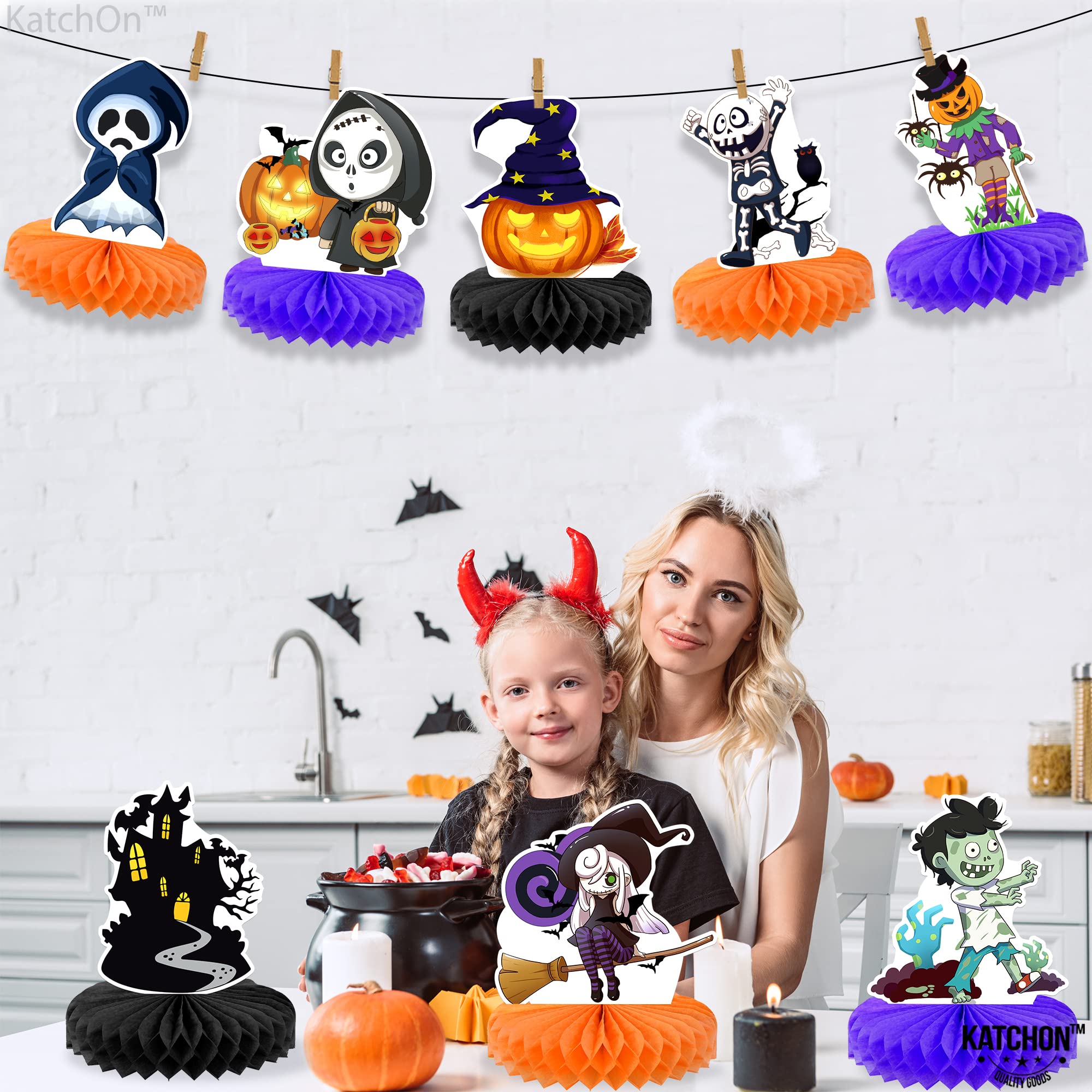 KatchOn, Halloween Centerpieces for Tables - Pack of 8 | Spooky Halloween Table Centerpiece, Pumpkin Halloween Decorations Indoor | Scary Halloween Centerpieces for Ghost Halloween Party Decorations