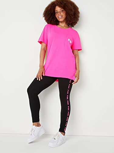 Victoria's Secret Pink Cotton Short Sleeve Campus T-Shirt, Atomic Pink, X-Small