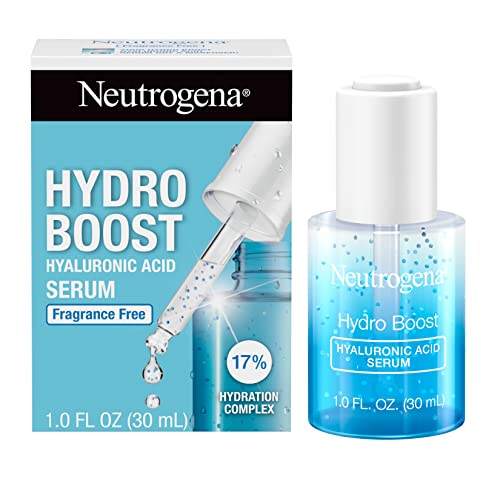 Neutrogena Hydro Boost Hyaluronic Acid Face Serum with Vitamin B5, Lightweight Hydrating Face Serum for Dry Skin, Oil-Free, Non-Comedogenic, Fragrance Free, 1 Oz