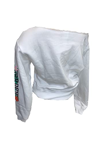 Victoria's Secret Pink Off The Shoulder/Open Neck Sweatshirt Color White/Tropical Size X-Large New