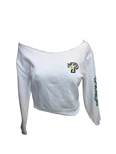 Victoria's Secret Pink Off The Shoulder/Open Neck Sweatshirt Color White/Tropical Size X-Large New