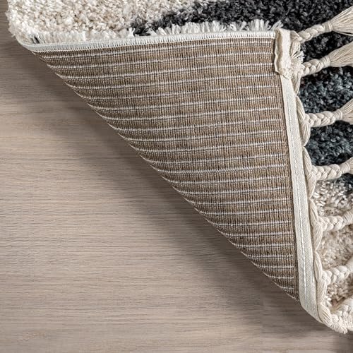 nuLOOM Kali Geometric 5x7 Shag Area Rug for Living Room Bedroom Dining Room Nursery Kitchen, Navy