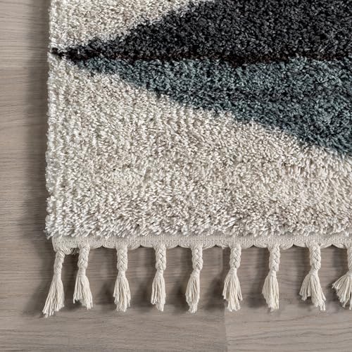 nuLOOM Kali Geometric 5x7 Shag Area Rug for Living Room Bedroom Dining Room Nursery Kitchen, Navy