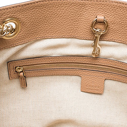 Gucci Camelia Camel Pebbled Leather Soho Shoulder Hand Bag Tassel