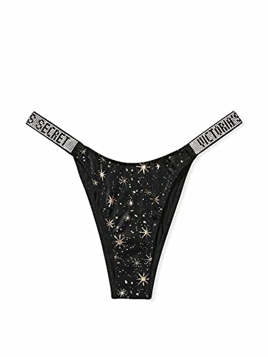 Victoria's Secret Very Sexy Rhinestones Bombshell Shine Strap Brazilian Panty Multi Color/Black Size Medium New