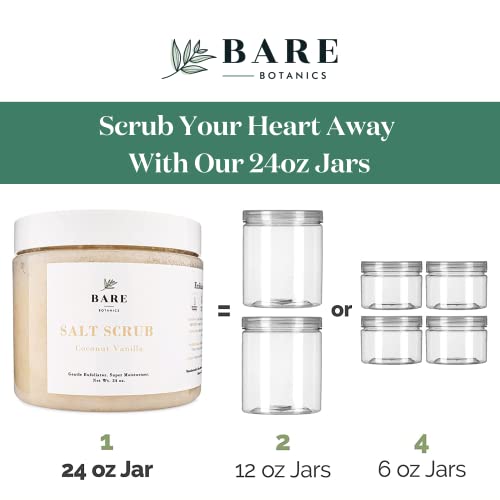 Bare Botanics Natural Body Scrub (Coconut Vanilla) β Gentle Exfoliator & Super Moisturizer | Includes a Wooden Spoon | No Synthetic Fragrances, No Nut Oils, Ready to Gift | Net Weight 24oz
