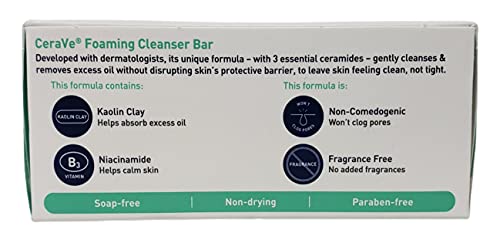 CeraVe Foaming Cleanser Bar for Normal to Oily Skin - Bundle of 6 Cleanser Bars - Fragrance Free - 4.5 oz Cleansing Bars