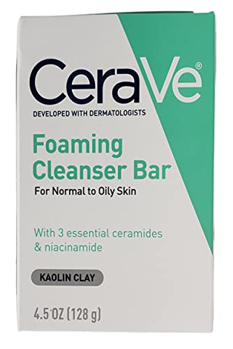 CeraVe Foaming Cleanser Bar for Normal to Oily Skin - Bundle of 6 Cleanser Bars - Fragrance Free - 4.5 oz Cleansing Bars