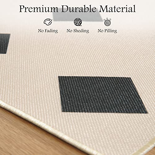 Area Rug 5 X 7 Modern Area Rugs-Washable Rugs Simple Neural Rugs for Living Room Carpet for Bedroom Dining Room-Diamond,5'x7',Cream and Black