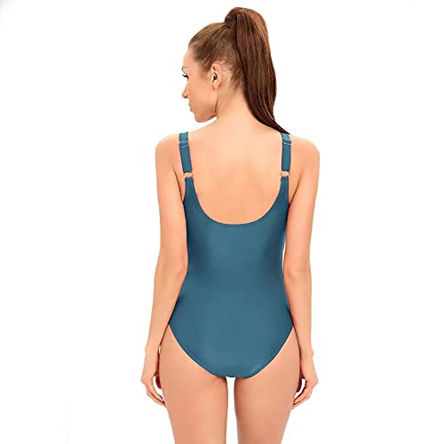 DUOWEI Bikini Woman Flower Swimsuit for Women Bathing Suit V Neck Backless Solid Metal Ring Decoration Swimwear Boxing Short