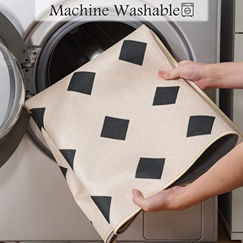 Area Rug 5 X 7 Modern Area Rugs-Washable Rugs Simple Neural Rugs for Living Room Carpet for Bedroom Dining Room-Diamond,5'x7',Cream and Black
