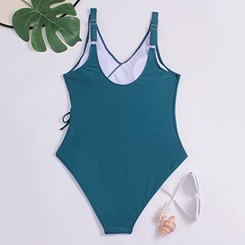 DUOWEI Bikini Woman Flower Swimsuit for Women Bathing Suit V Neck Backless Solid Metal Ring Decoration Swimwear Boxing Short
