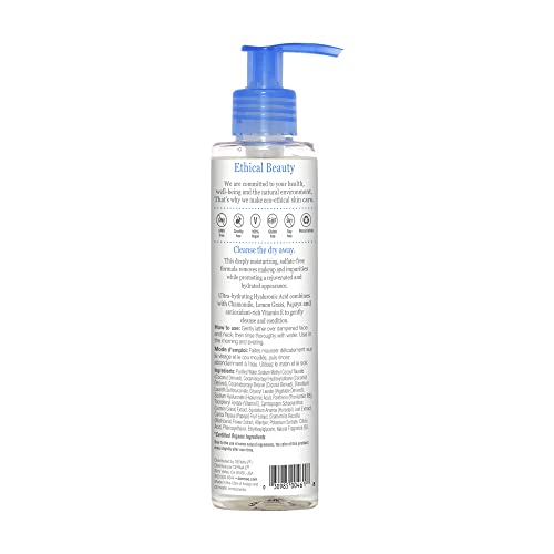 DERMA E Hydrating Gentle Cleanser with Hyaluronic Acid β Moisturizing Facial Cleanser Tones, Moisturizes & Improves Skin Texture β Gently Exfoliating Papaya Face Wash, 6 fl oz