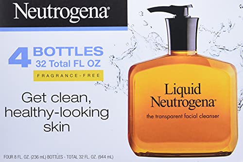 Neutrogena Fragrance Free Liquid Neutrogena, Facial Cleansing Formula, 8 oz Pump Bottles (Pack of 4)
