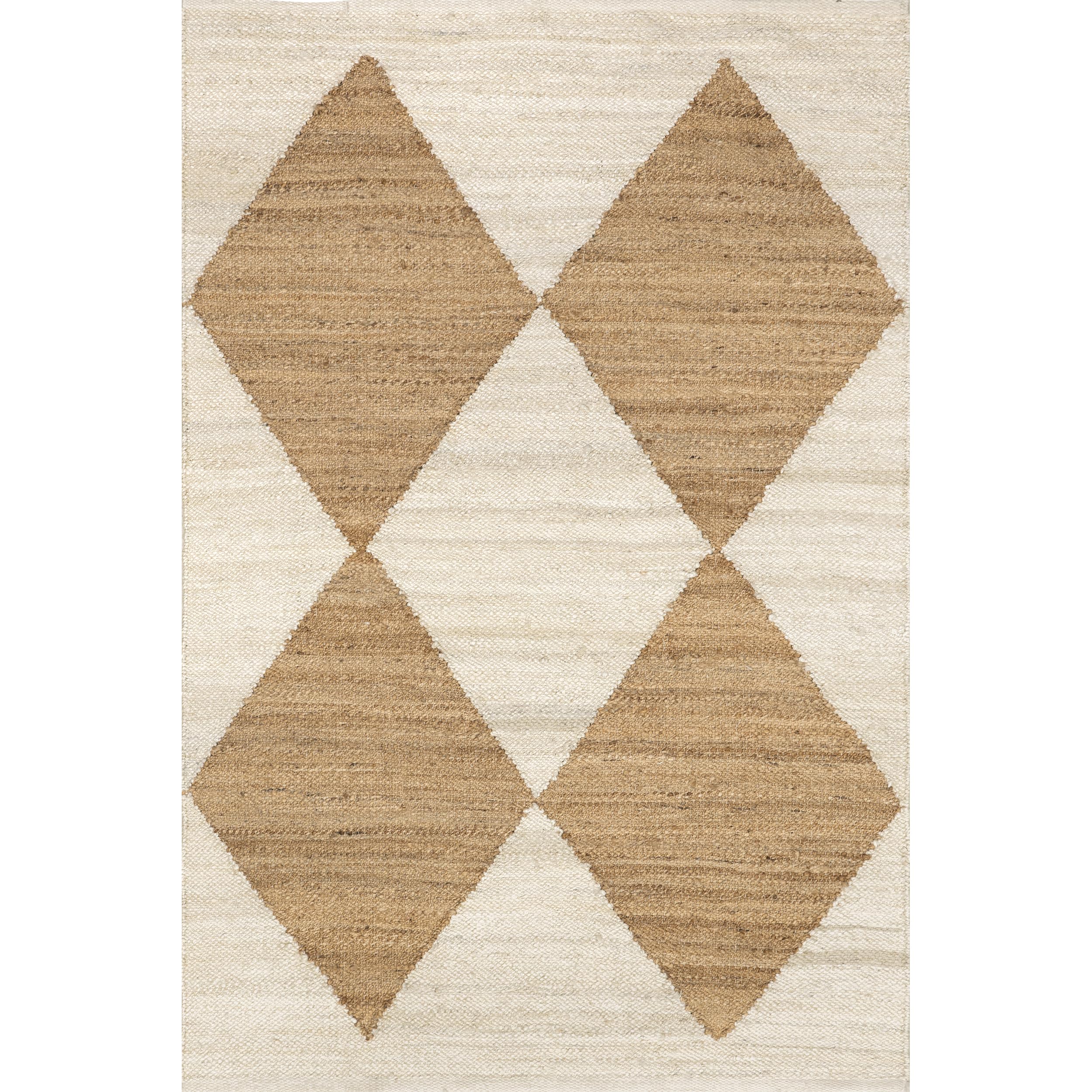 nuLOOM Pandora Diamond Jute Area Rug - 3x5 Jute Accent Rug Global Inspired Ivory Rugs for Dining Room Rug Neutral Rug Living Room Rug Entryway Kitchen