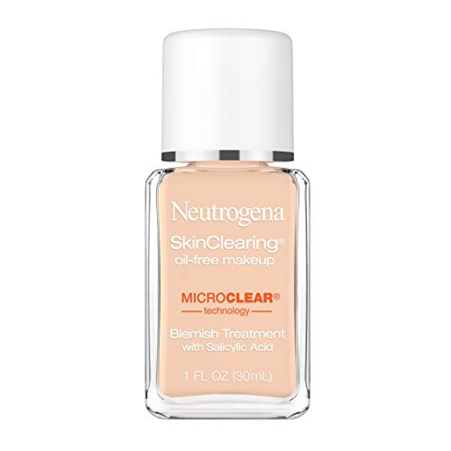 Neutrogena SkinClearing Oil-Free Acne and Blemish Fighting Liquid Foundation with .5% Salicylic Acid Acne Medicine, Shine Controlling Makeup for Acne Prone Skin, 40 Nude, 1 fl. Oz