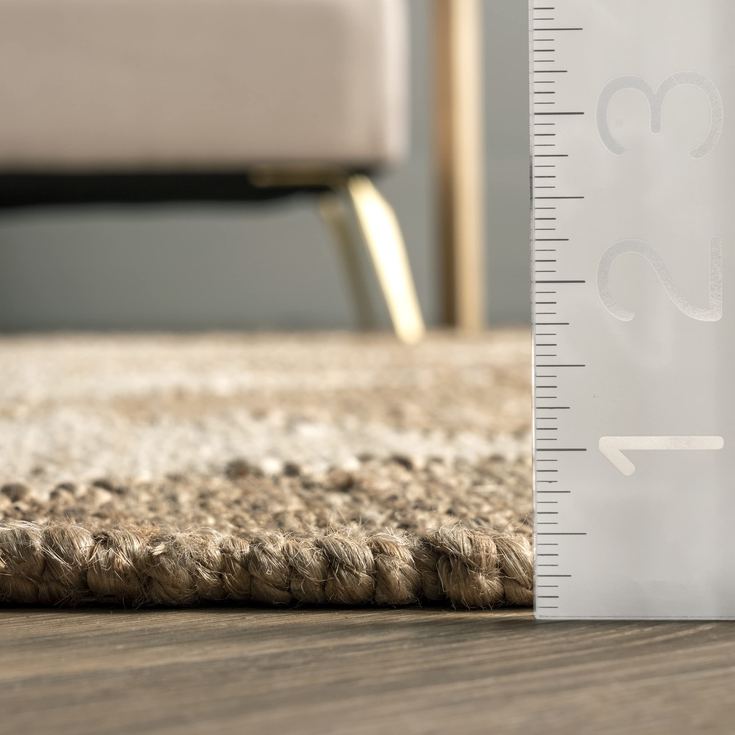 Rugs USA x Arvin Olano Louie Diamond Checkerboard Jute Area Rug, 3x5, Natural