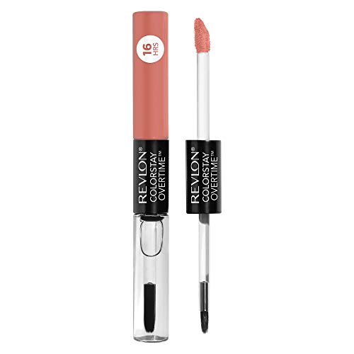 Liquid Lipstick with Clear Lip Gloss by Revlon, ColorStay Overtime Lipcolor, Dual Ended with Vitamin E in Nudes & Browns, 510 Boundless Nude, 0.07 Oz