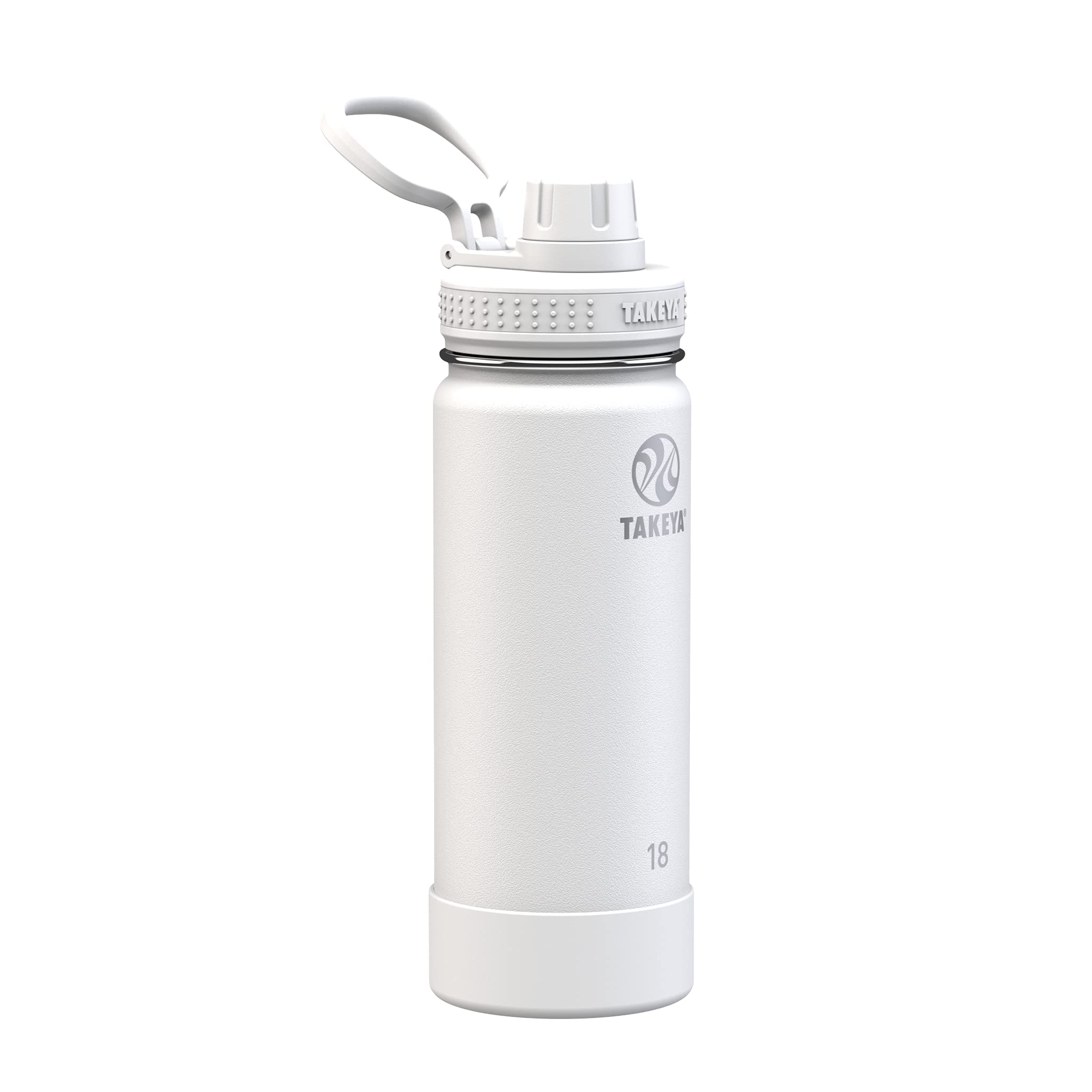 Takeya Actives Insulated Stainless Steel Water Bottle with Spout Lid, 18 Ounce, Arctic