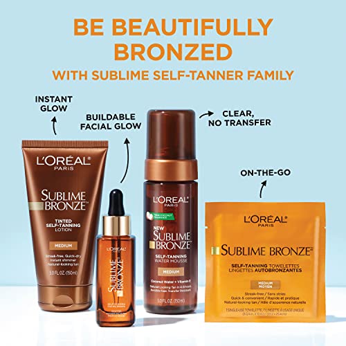 L'Oreal Paris Sublime Bronze Self Tanning Facial Drops with Hyaluronic Acid, Gradual Tan, Fragrance-Free, 1 fl. Oz