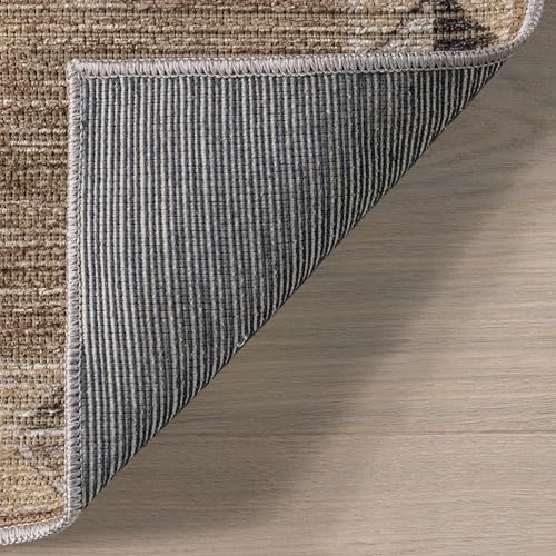 Rugs USA x Lauren Liess Fennel Diamond Machine Washable Area Rug, 2x8, Light Brown