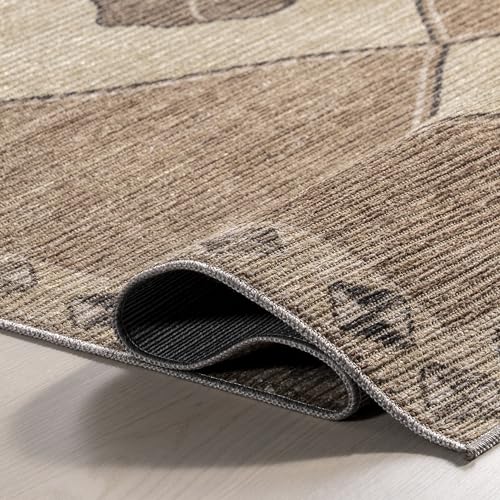 Rugs USA x Lauren Liess Fennel Diamond Machine Washable Area Rug, 2x8, Light Brown