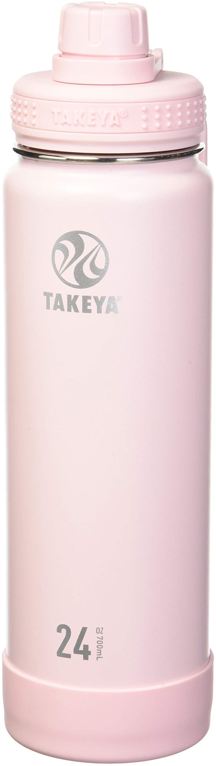 Takeya Actives Insulated Stainless Steel Water Bottle with Spout Lid, 24 Ounce, Blush and Arctic