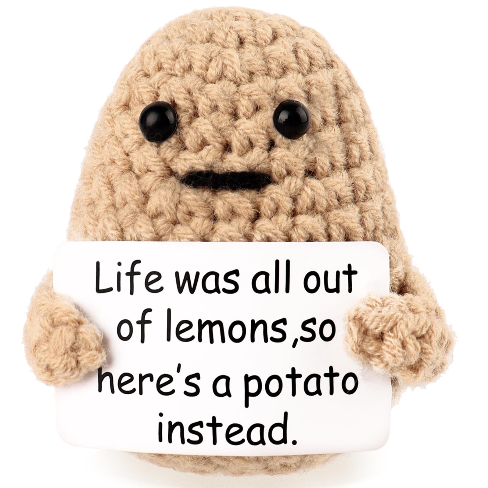 Positive Potato Knitted - 1 Pack Potato Crochet Dolls Toys, Christmas Thanksgiving Birthday Cheer Up Gifts Funny Cute Mini Home Office Decor for Women Girls Friends Guys