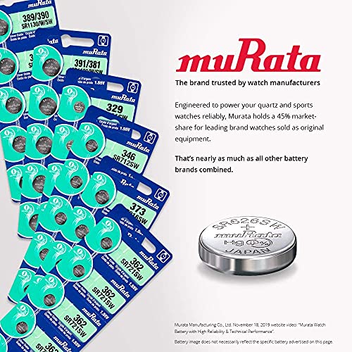 Murata 357/303 SR44/W/SW Battery 1.55V Silver Oxide Watch Button Cell - Replaces Sony 357/303 (2 Batteries)