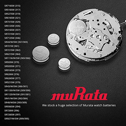 Murata 357/303 SR44/W/SW Battery 1.55V Silver Oxide Watch Button Cell - Replaces Sony 357/303 (2 Batteries)