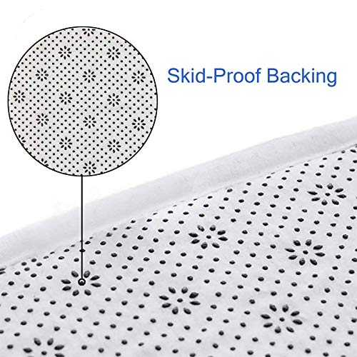 Isicerss Bathroom Mat Set Non-Diamond Chequered Golden Snow Slip Bath Rug U-Shaped Contour Toilet Mat and Toilet Lid Cover Bath Mat,3 Piece