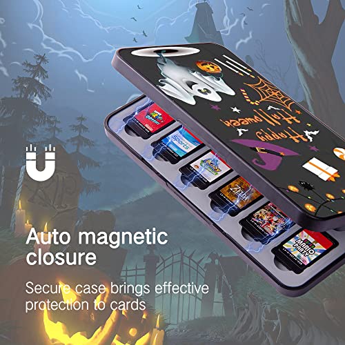 PERFECTSIGHT Cute Game Card Case for Nintendo Switch/Switch Lite/OLED, 24 Game Holder Cartridge Case for Game Cards and 24 SD Cards, Kawaii Portable Compact Storage Box (Halloween)