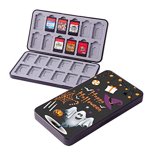 PERFECTSIGHT Cute Game Card Case for Nintendo Switch/Switch Lite/OLED, 24 Game Holder Cartridge Case for Game Cards and 24 SD Cards, Kawaii Portable Compact Storage Box (Halloween)