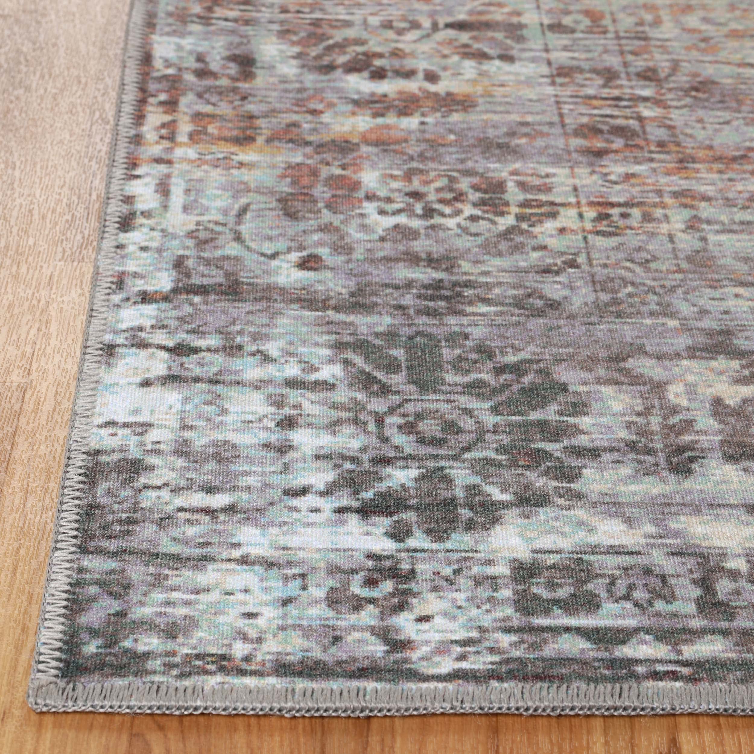 SUPERIOR Diamond Medallion Washable Rug, Cotton Backing, Pet & Kid Friendly, Easy Care, Non-Slip Rugs for Dining, Living Room, Kitchen, Bedroom, Low Pile Area Rug, Macaw Collection, 6' x 9', Cream
