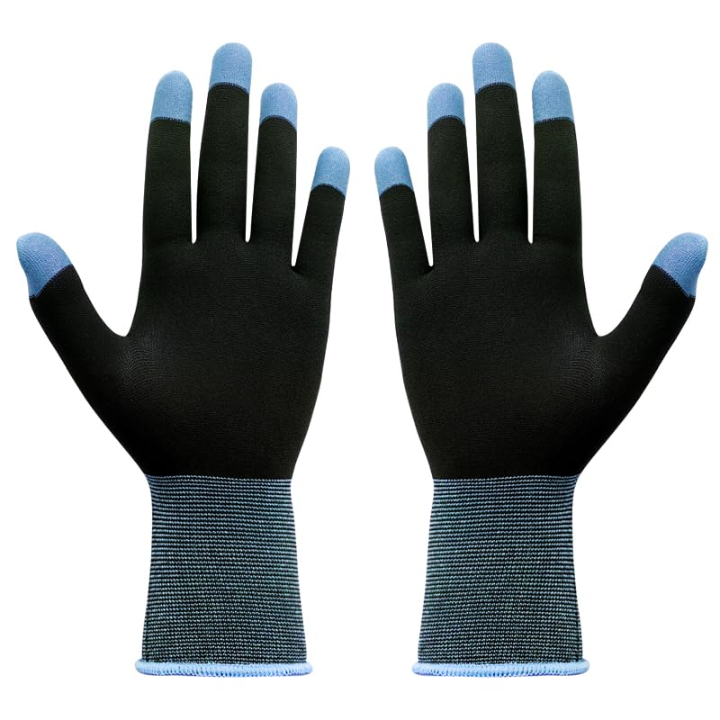 Aktudy 1 Pair Five-Finger Gloves Highly Sensitive Gaming Finger Sleeves Anti-Sweat Breathable Keep Warm for PUBG E-Sports Sara Gaming Gloves (Blue)
