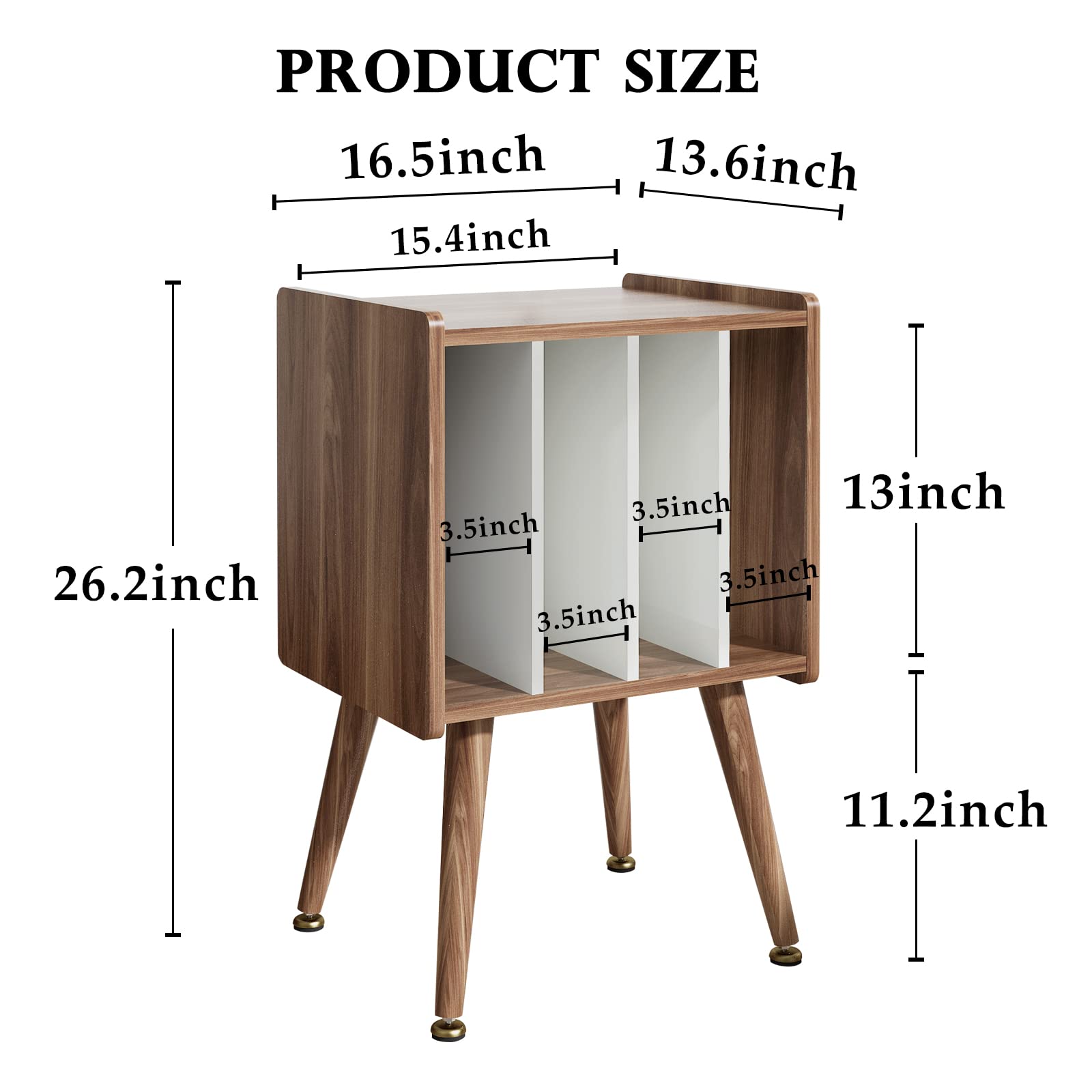 Artswish Record Player Stand Mid Century Turntable Table Vinyl Record Storage Table with 4 Cabinet, Walnut Record Display Table for Living Room Bedroom