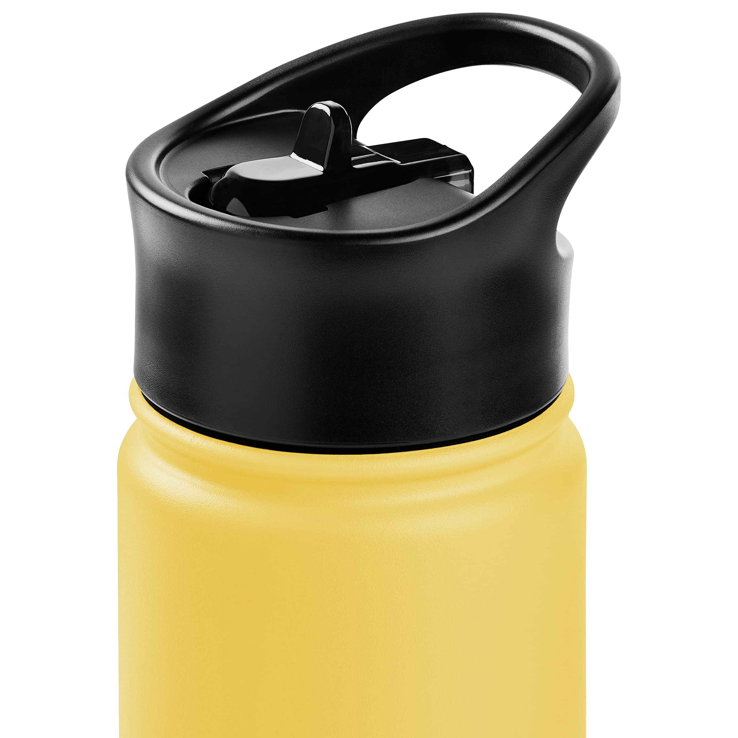 Retrospec Alder Insulated Water Bottle with Straw Lid & Handle Cap - Stainless Steel Wide Mouth Double-Wall Vacuum Insulated Thermos - BPA Free Leakproof Canteen - Honey, 22oz