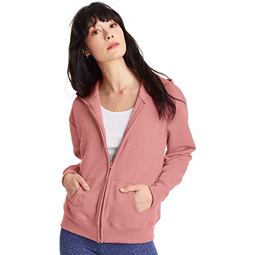 Hanes Comfortblend Full-Zip Hooded, EcoSmart Sweatshirt, Women's Comfortable Hoodie, Mauve