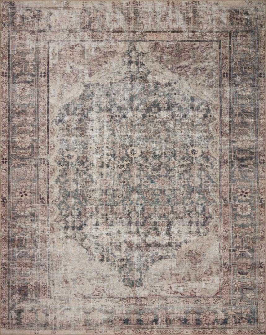 Loloi Amber Lewis Georgie Collection GER-08 Lagoon/Beige 5'-0" x 7'-6", .19" Pile Height, Area Rug