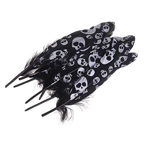 Halloween Skulls Pattern Swan 20 Pcs Saddle Hackle Rooster Halloween Hackle Rooster Goose Natural for Toy DIY Craft Home Decoration Headgears