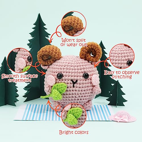Hssugi Easy Yarn for Beginners, 4x50g Beginner Yarn with Easy-to-See Stitches, Beginner Chunky Yarn with Crocheting Accessories for DIY Crocheting Projects