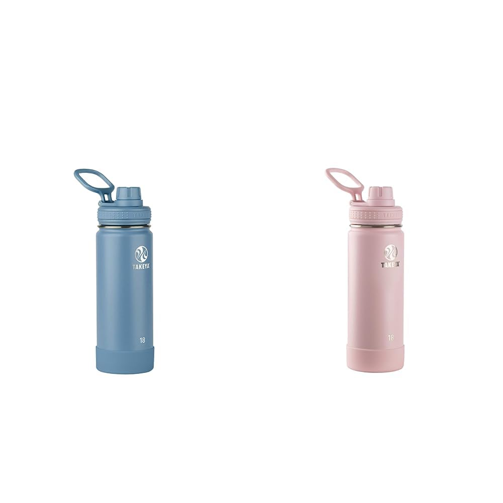 Takeya Actives Insulated Stainless Steel Water Bottles with Spout Lid, 18 Ounce